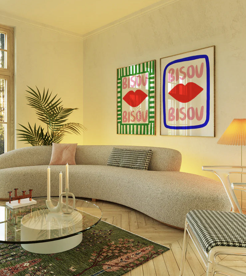 Affiche A3 Bisou Bisou / Bleu - Nephtys Illustrated