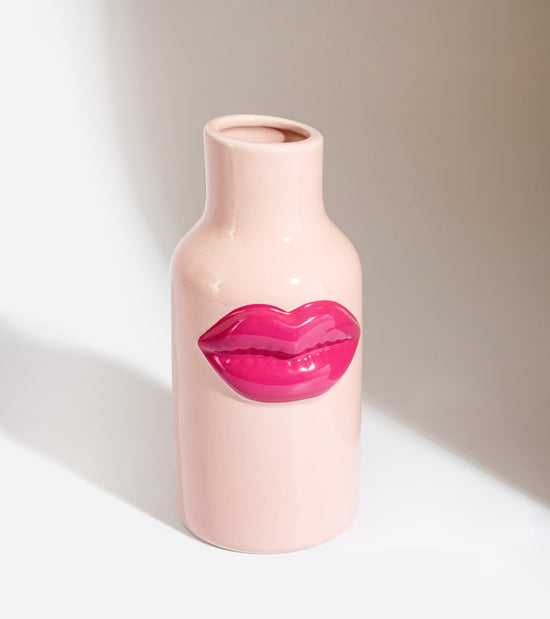 Vase lips en céramique, vase rose et rouge
