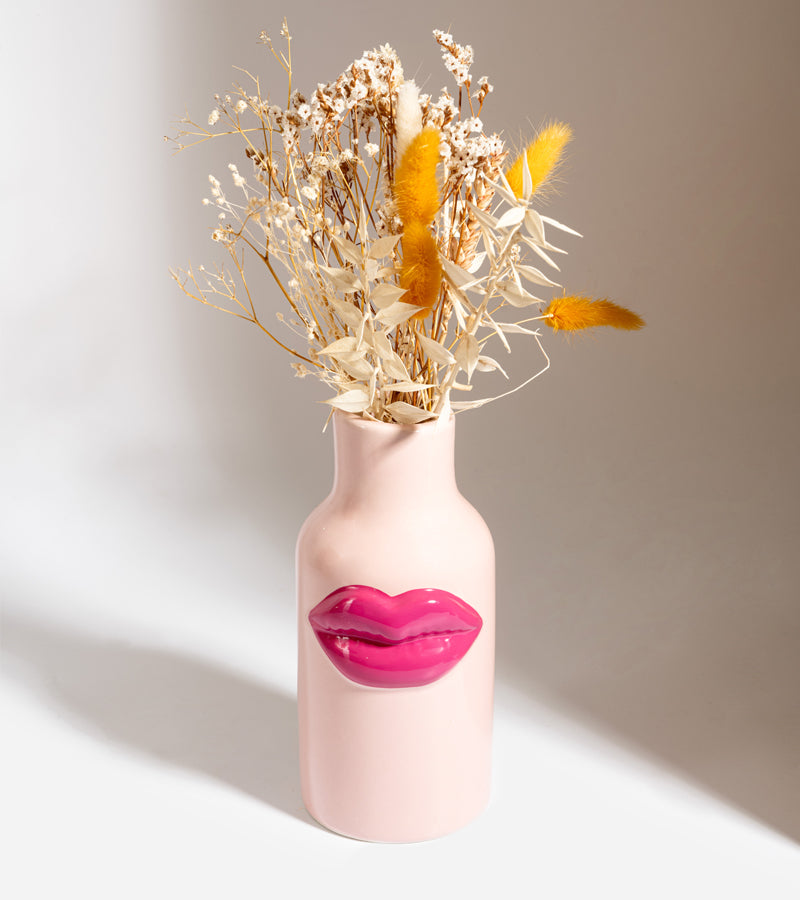 Vase lips en céramique, vase rose et rouge